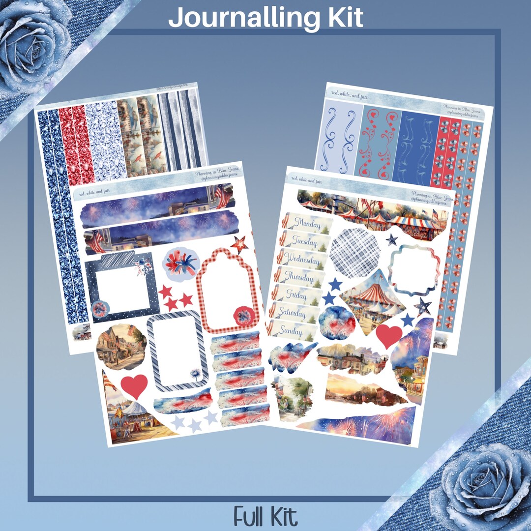 Journaling Kit - Red, White, and Fair Planner Sticker Kit - Etsy