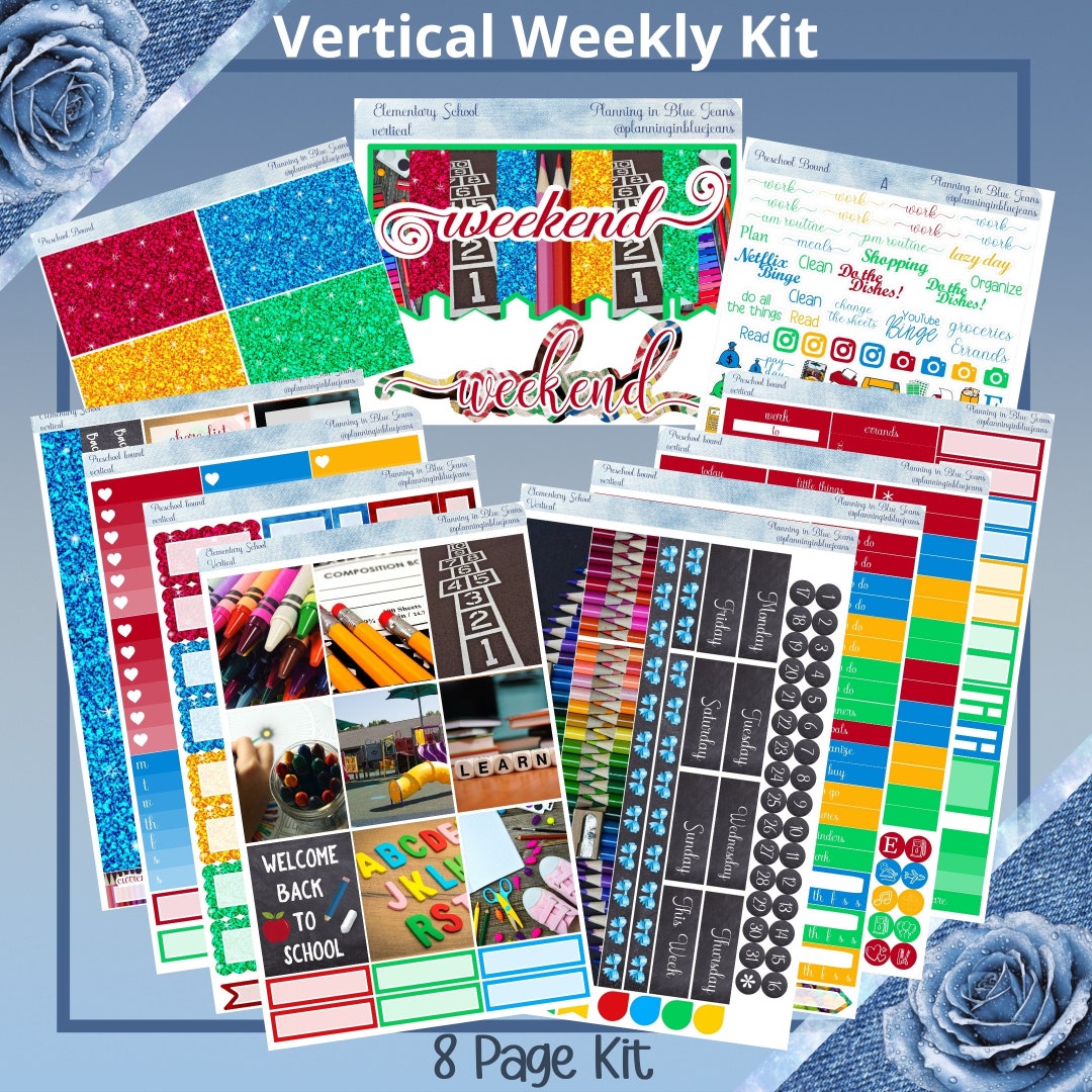 Vertical 7 X 9 - Elementary Primary School Planner Sticker Weekly Kit 4 ...