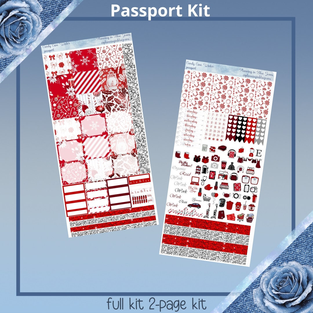 Passport - Candy Cane Winter Planner Sticker Kit - Etsy
