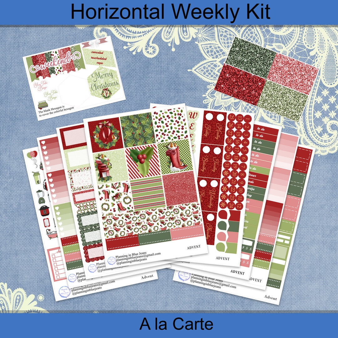 Horizontal - Advent Christmas Sticker Weekly Kit 4, 6, 8 Page or A La ...