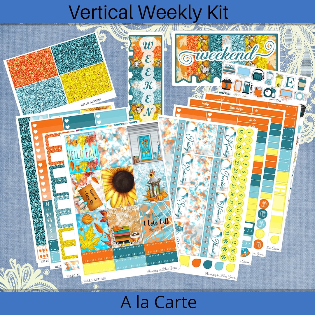Vertical 7 X 9 - Hello Autumn, Fall Planner Sticker Weekly Kit 4, 6, 8 ...