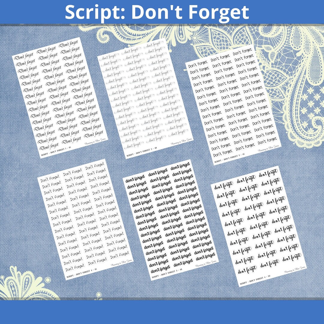 Don't Forget Script, Planer Sticker, Bullet Journal Sticker, Kalender ...