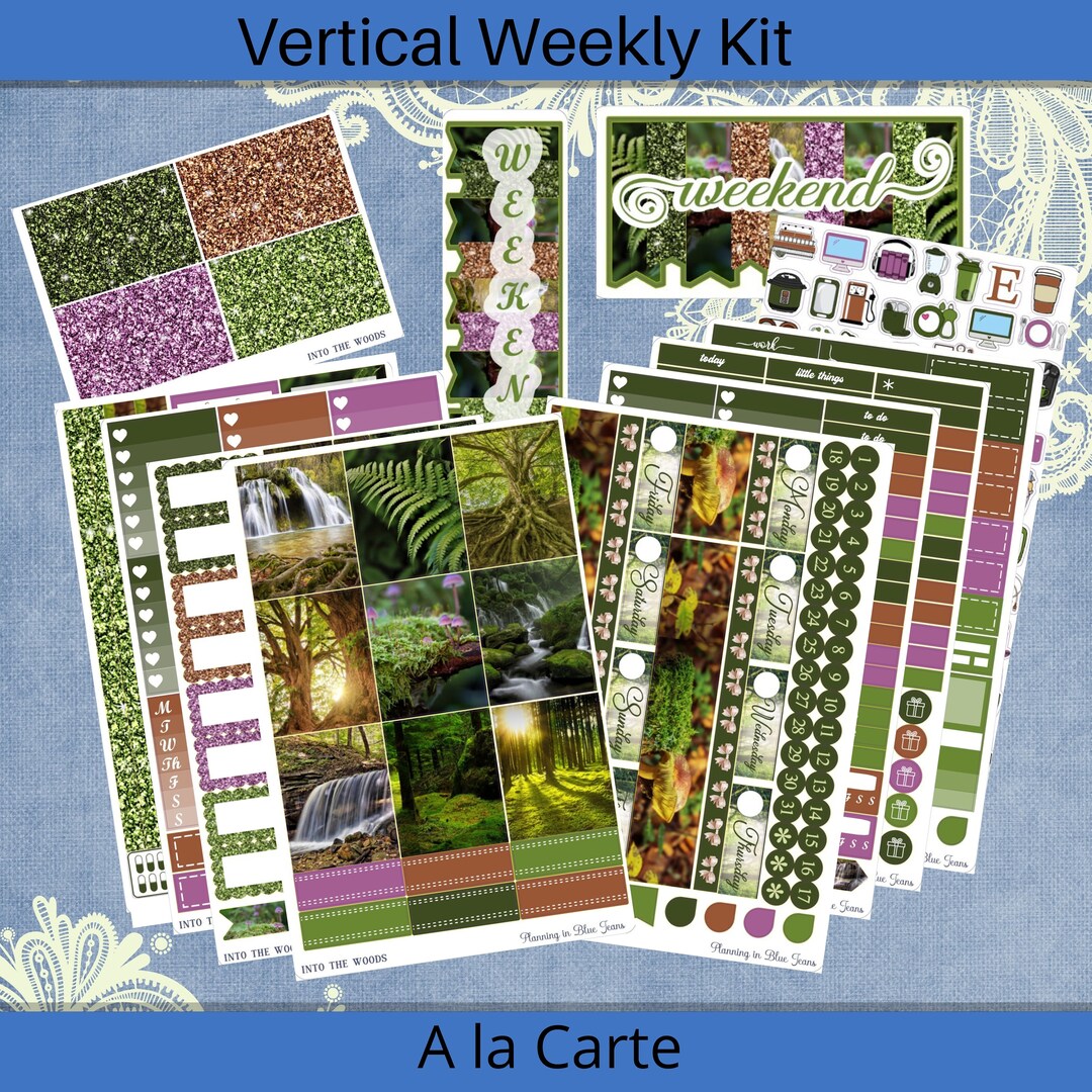 Vertical 7 X 9 - Into the Woods Planner Sticker Weekly Kit 4, 6, 8 Page ...