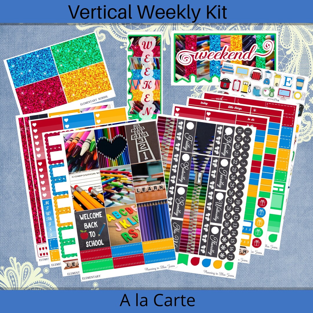 Vertical Elementary Primary School Planner Sticker Weekly - Etsy