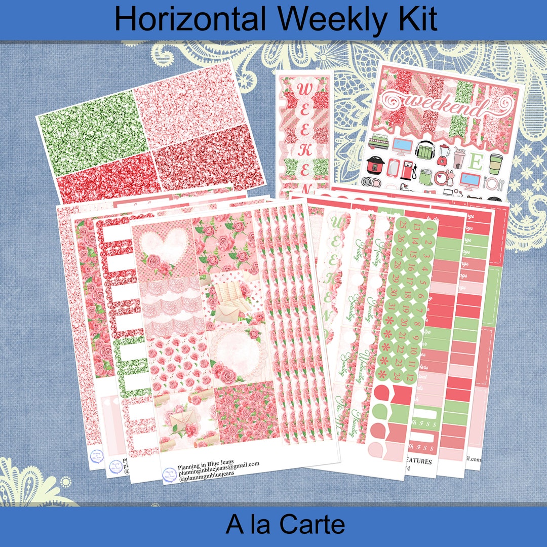 Horizontal - Love Letters Valentines Day Planner Sticker kit semanal 4 ...