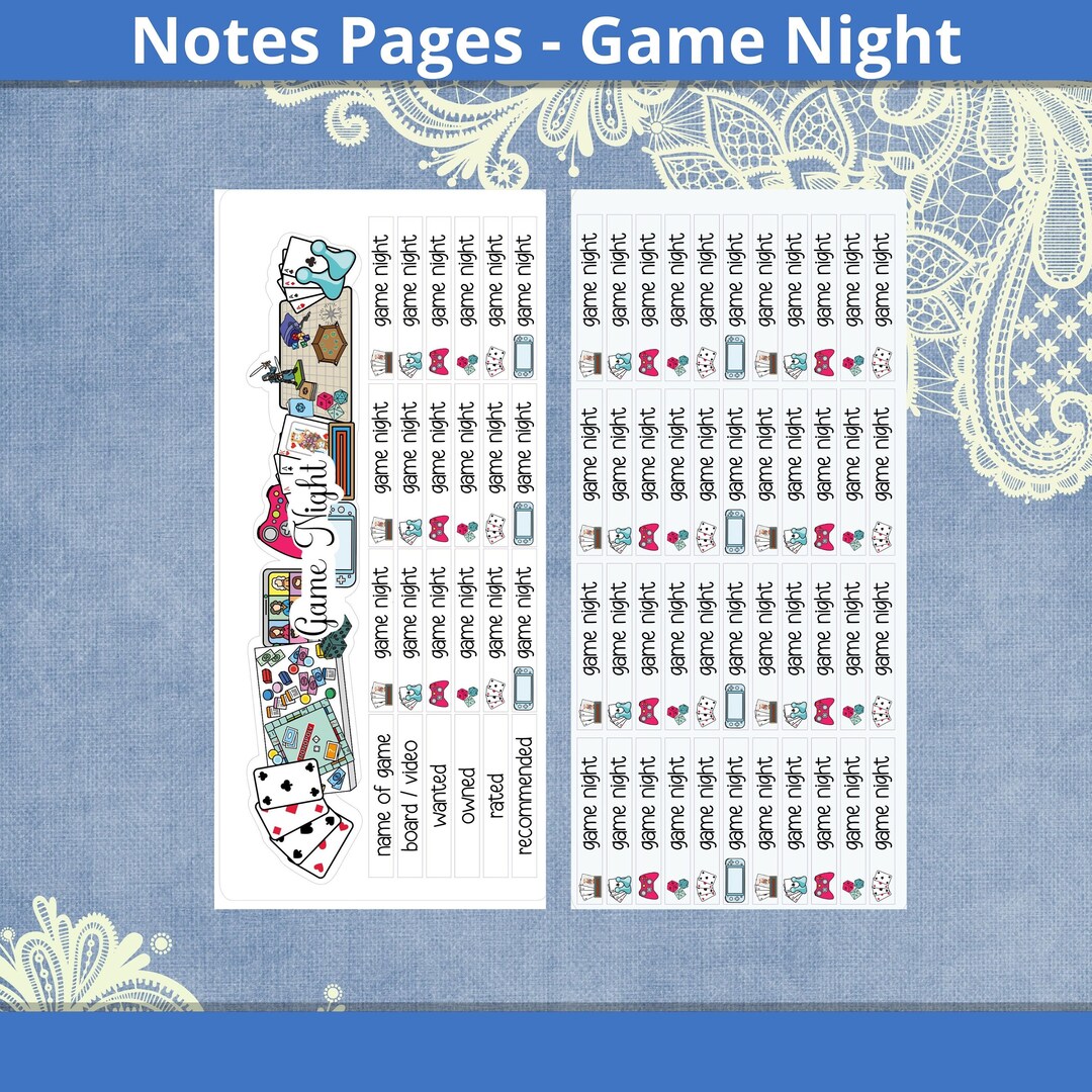 Notes Page Game Night Planner Setup Kit - Etsy