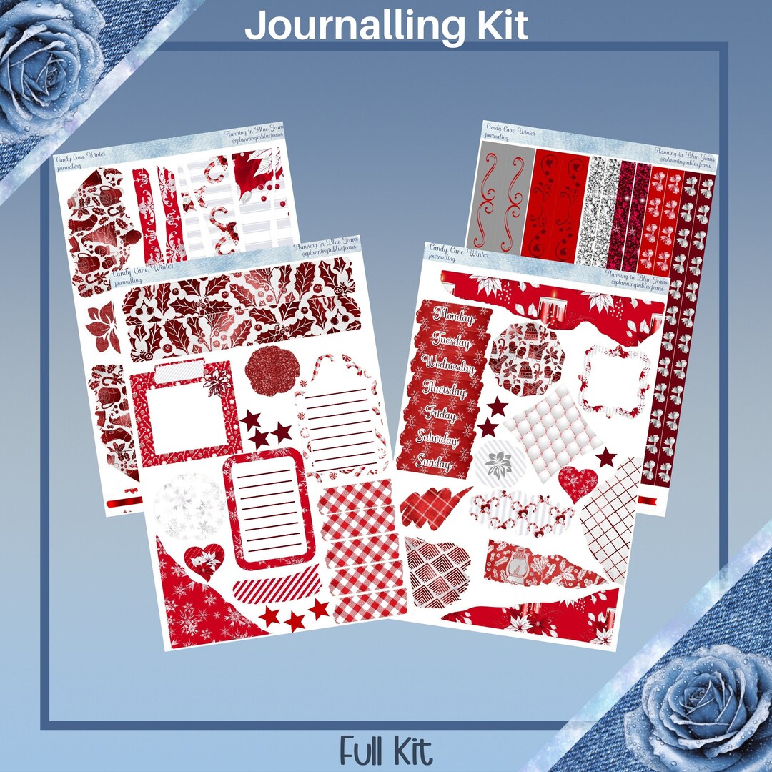 Journaling Kit - Candy Cane Winter Planner Sticker Kit - Etsy