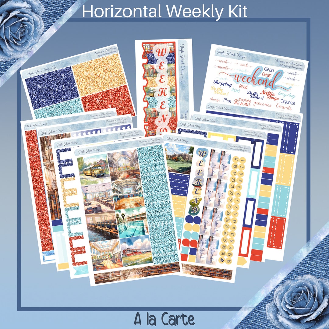 Horizontal -high School Days Stickers Weekly Kit 4, 6, 8page or A La ...