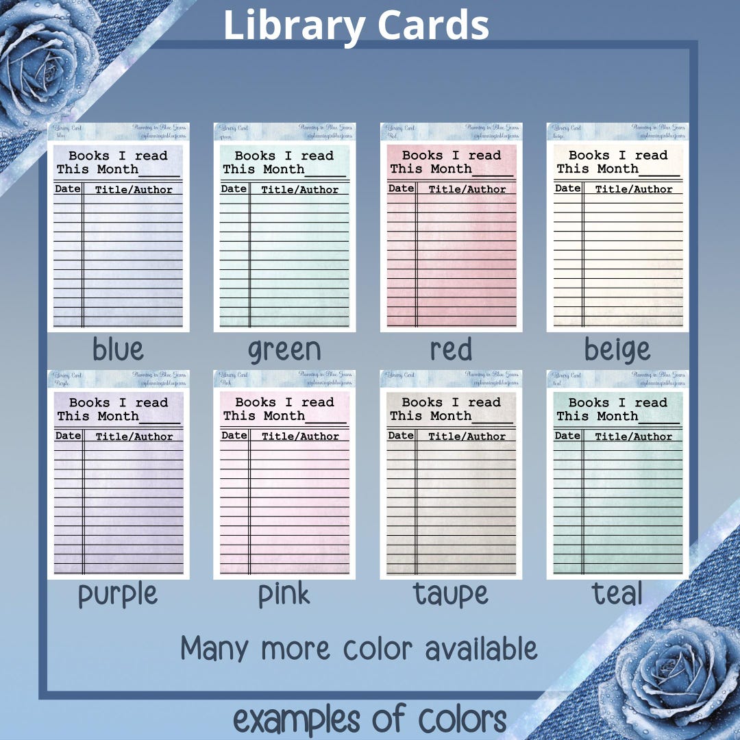 Notes Page Library Cards, Book Tracker Planner Setup Kit - Etsy