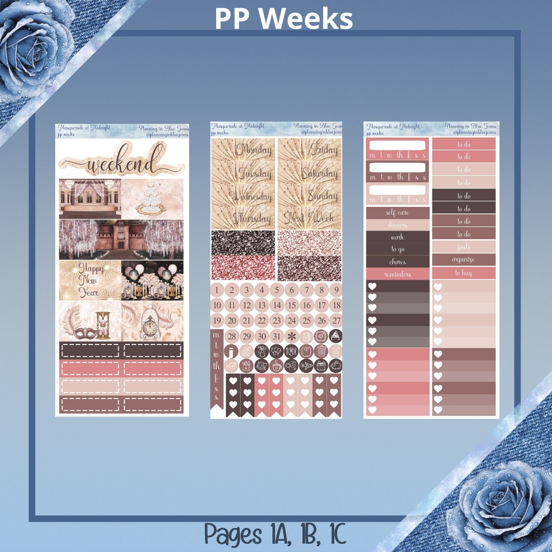 Weeks - Midnight Masquerade, Planner Sticker Kit - Etsy