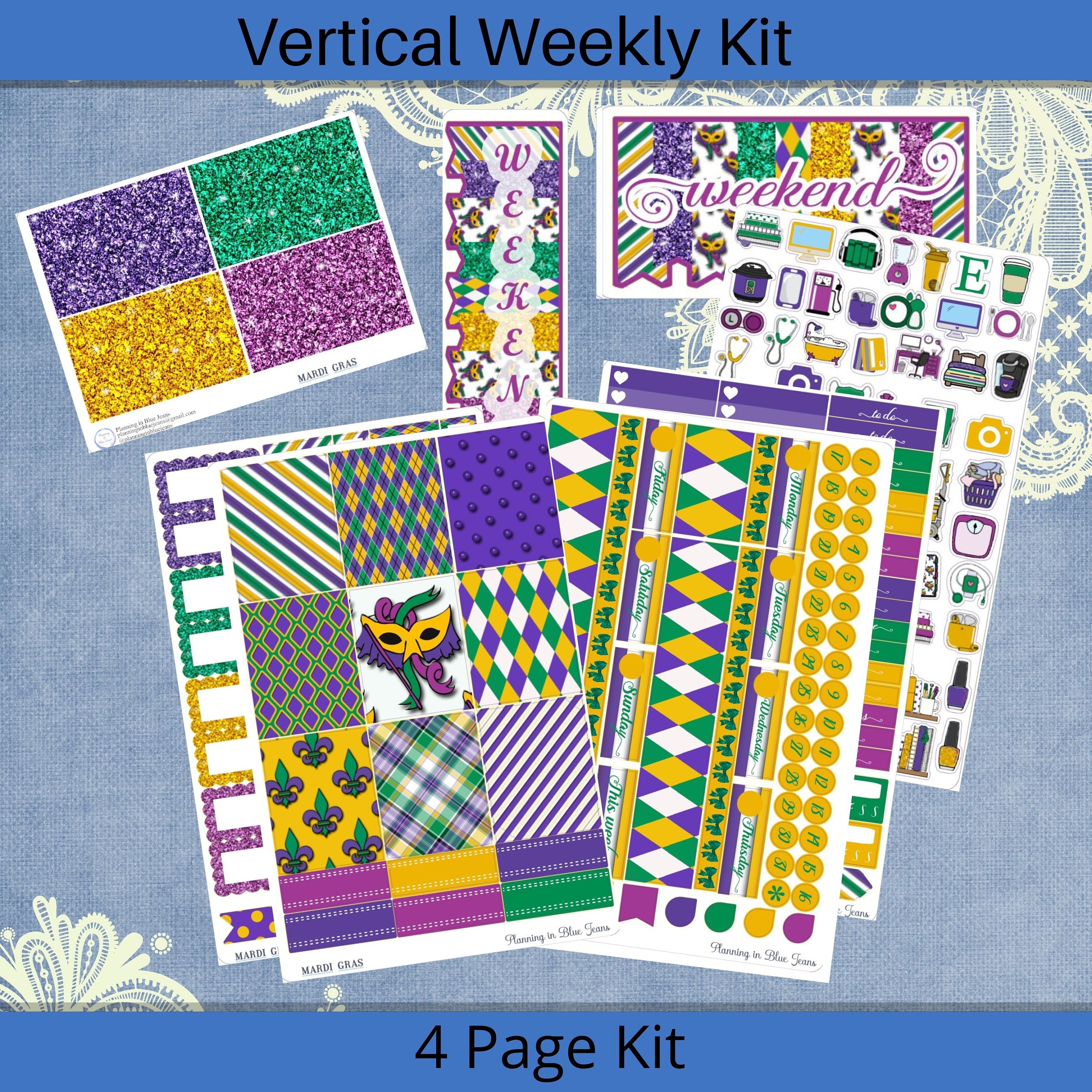 Stickers, Labels & Tags Script Sticker Sheet Mardi Gras Deco Sticker ...