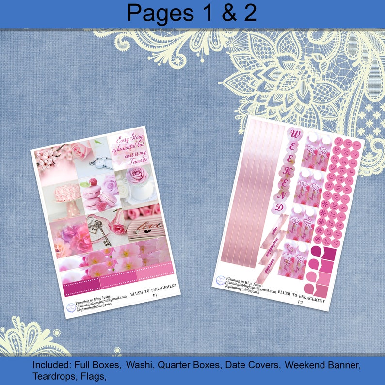 Horizontal - Blush to Engagement Planner Stickers Weekly Kit 4, 6, 8 ...