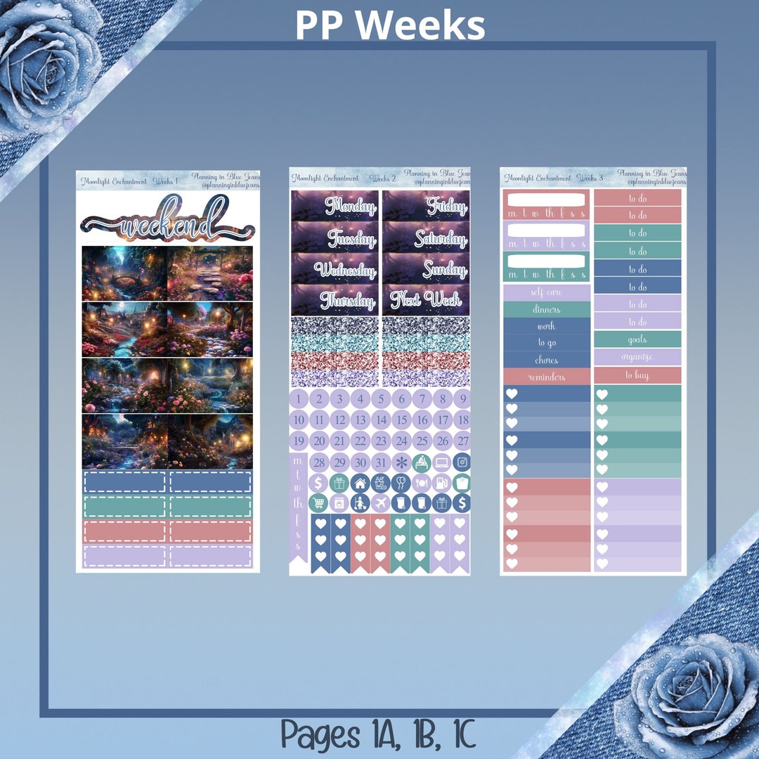 Weeks or Personal Size - Moonlight Enchantment Planner Stickers - Etsy