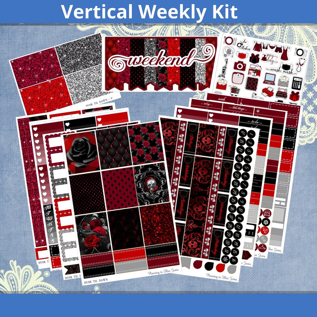Vertical 2022 Dusk Til Dawn Halloween Planner Sticker Weekly Kit 4, 6 ...