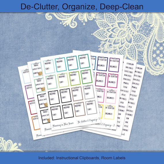 6 Page De-clutter Organize Deep Clean Planner Stickers Will | Etsy