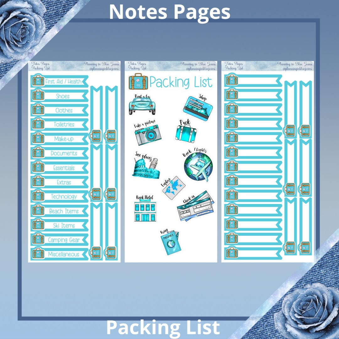 Notes Packing List Planner Setup Kit - Etsy