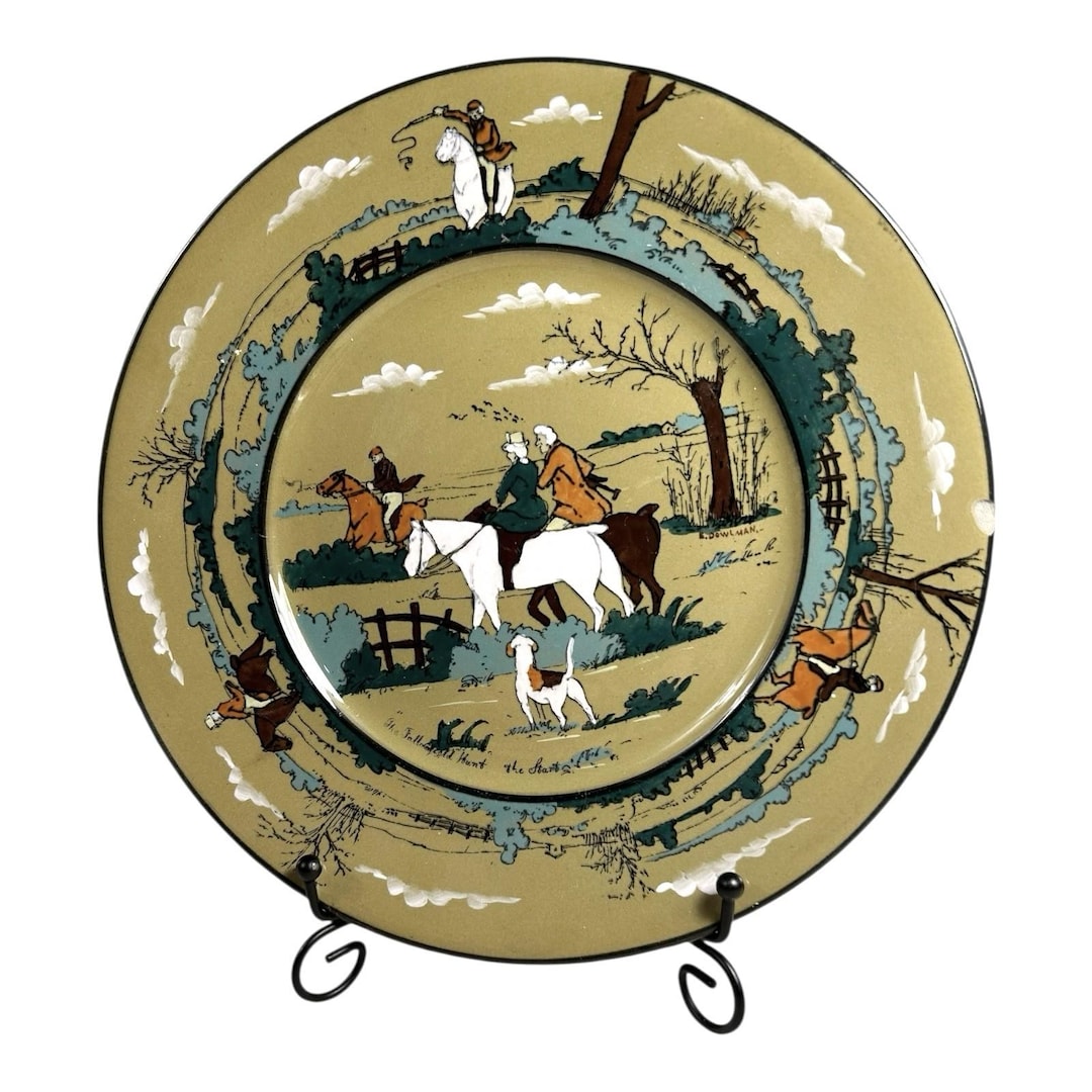 Antique Buffalo Pottery Plate Fallowfield Hunt Series Entitled the ...