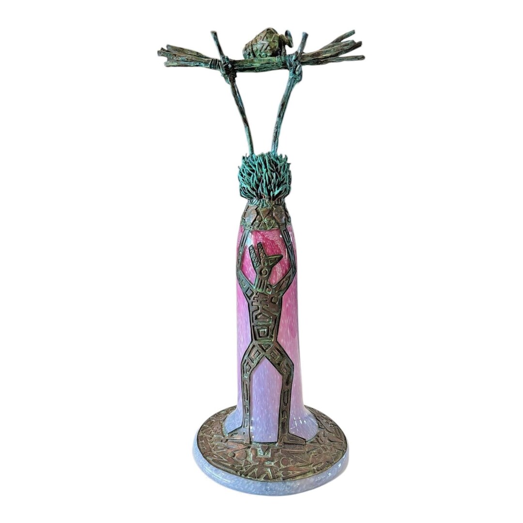 Vintage Studio Art Copper & Blown Glass Sculpture by David Lewin ...