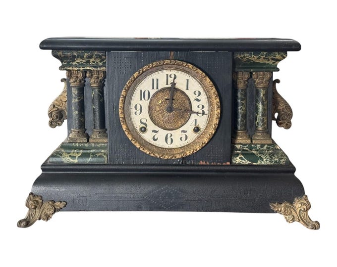 Antique Gilbert Bristol Mantel Clock With Brass Detailing & Pillars - Etsy