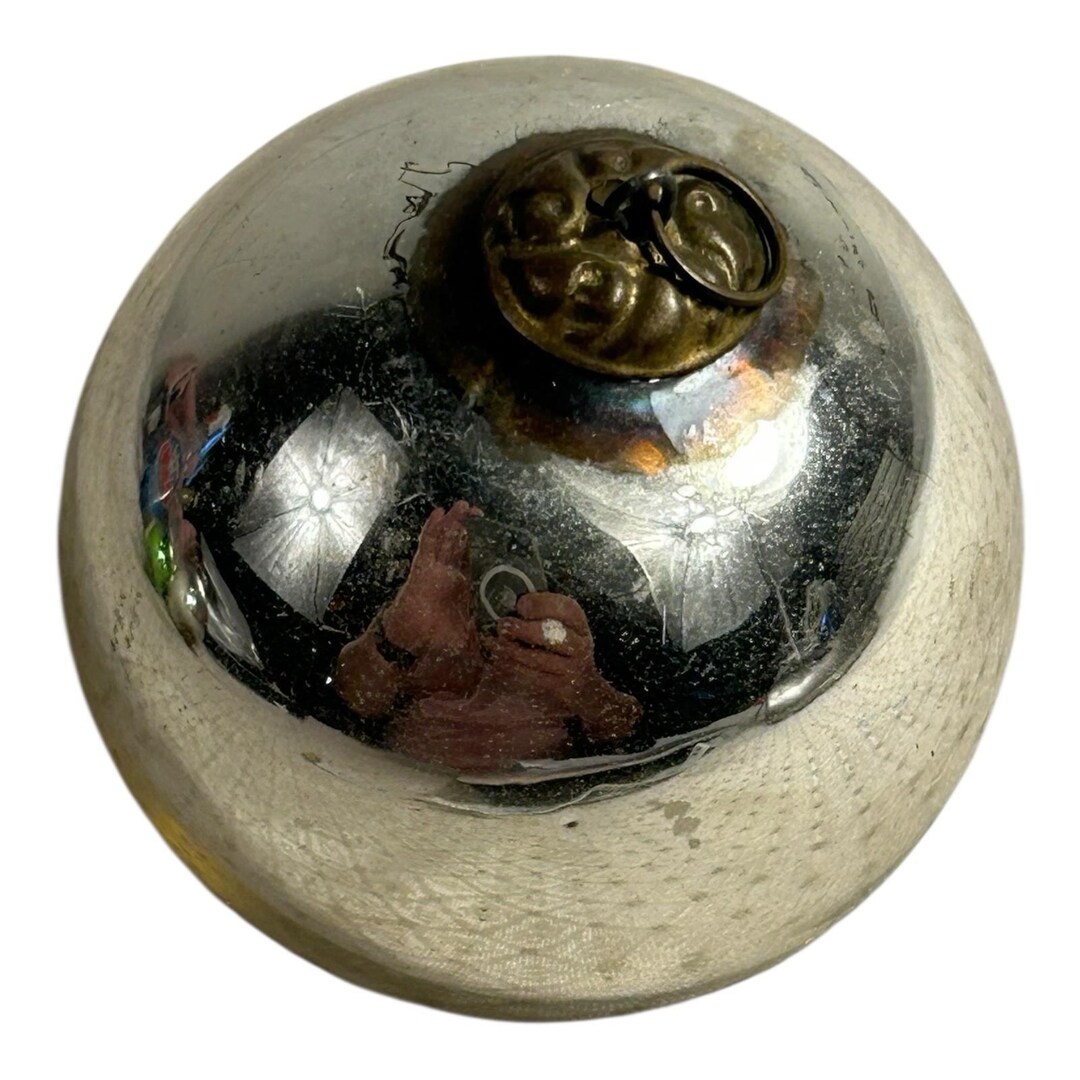 Antique German Kugel Glass Medium Silver Christmas Ornament - Etsy