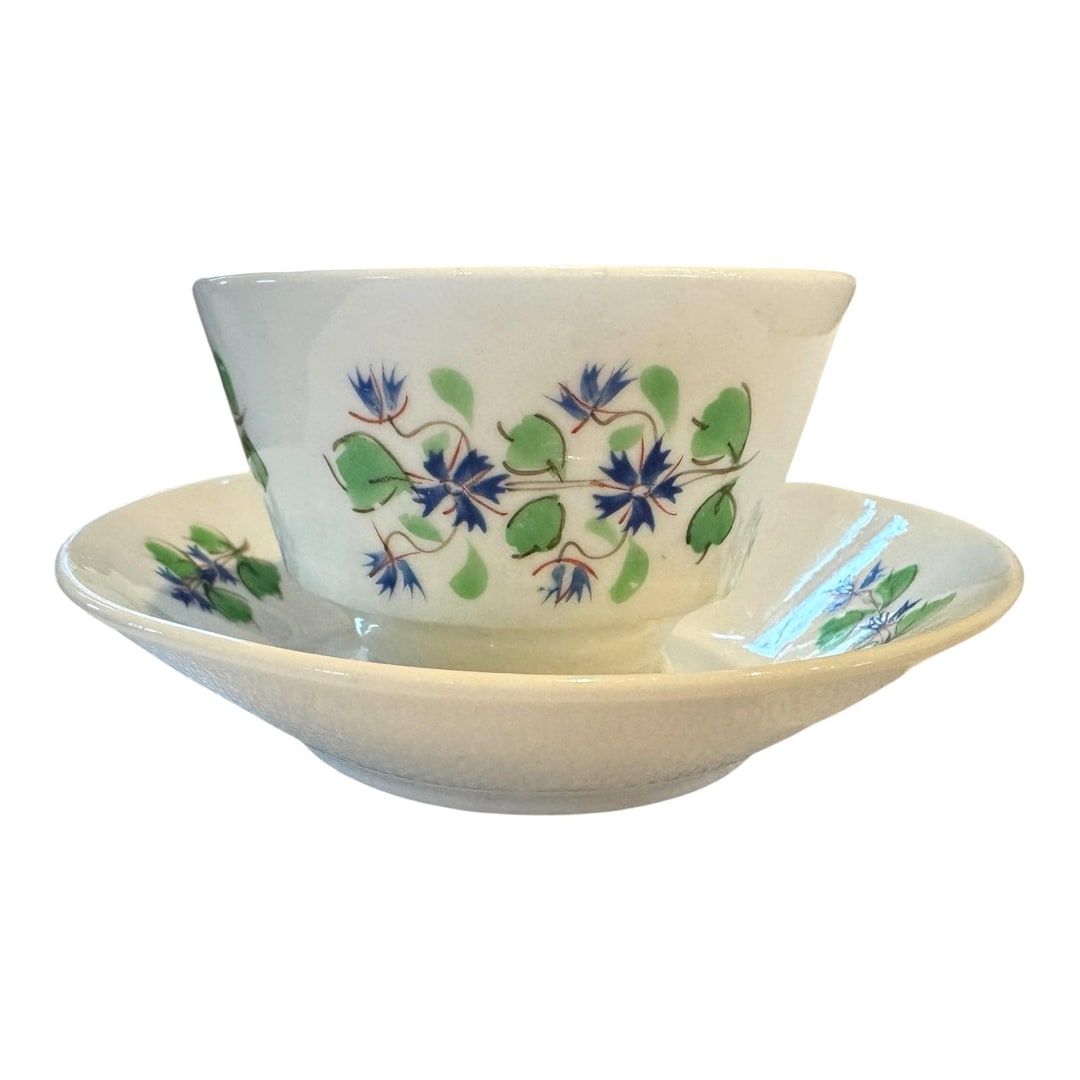Antique Staffordshire Pearlware Purple and Green Floral Sprig Teacup ...