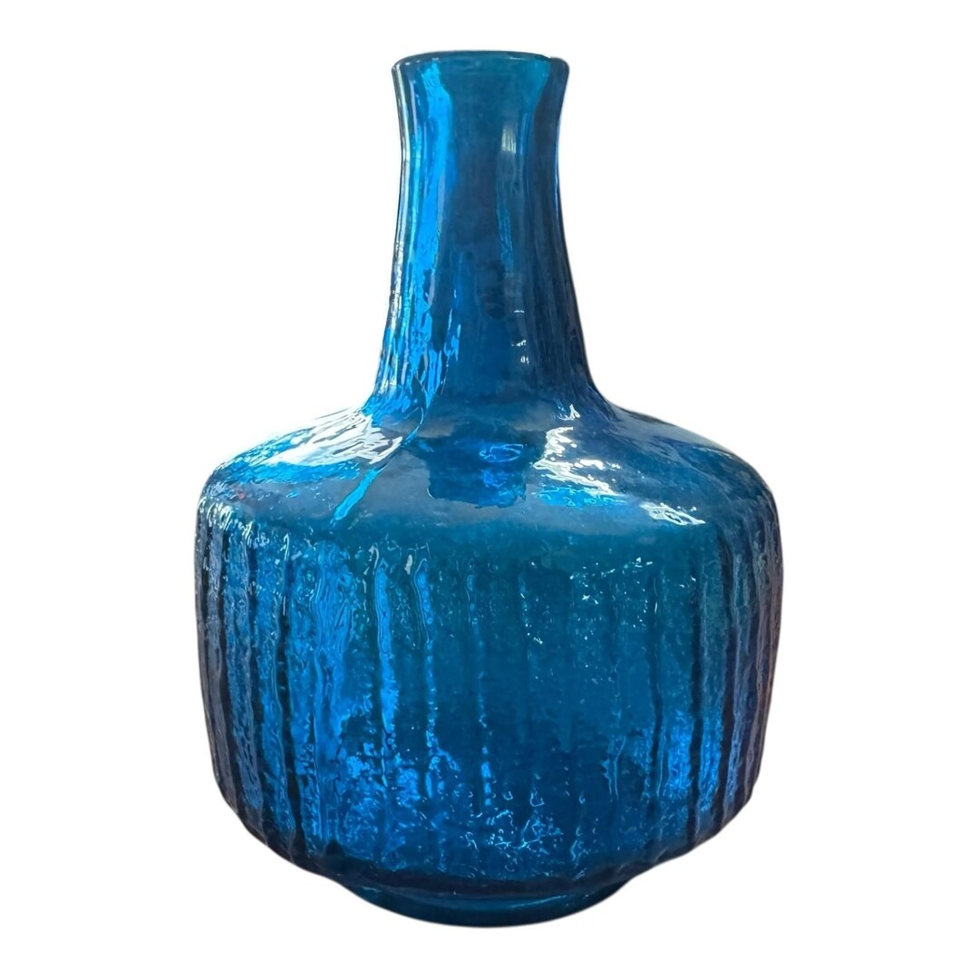 Vintage Indiana Glas Blue Texturized Art Glass Decanter (design by ...
