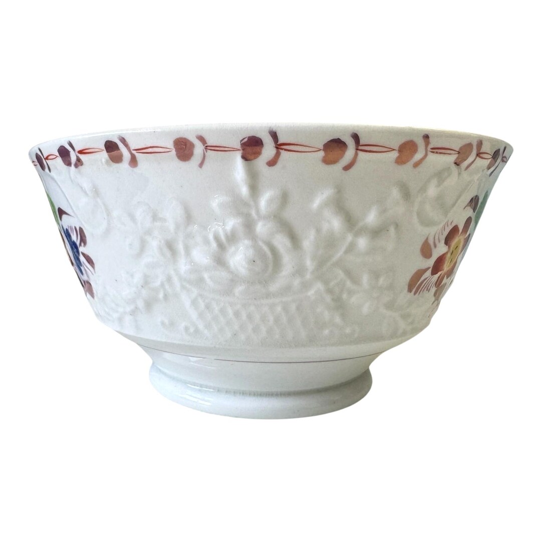 Antique Staffordshire Pearlware Pink Lustre Soft Paste Floral Bowl - Etsy