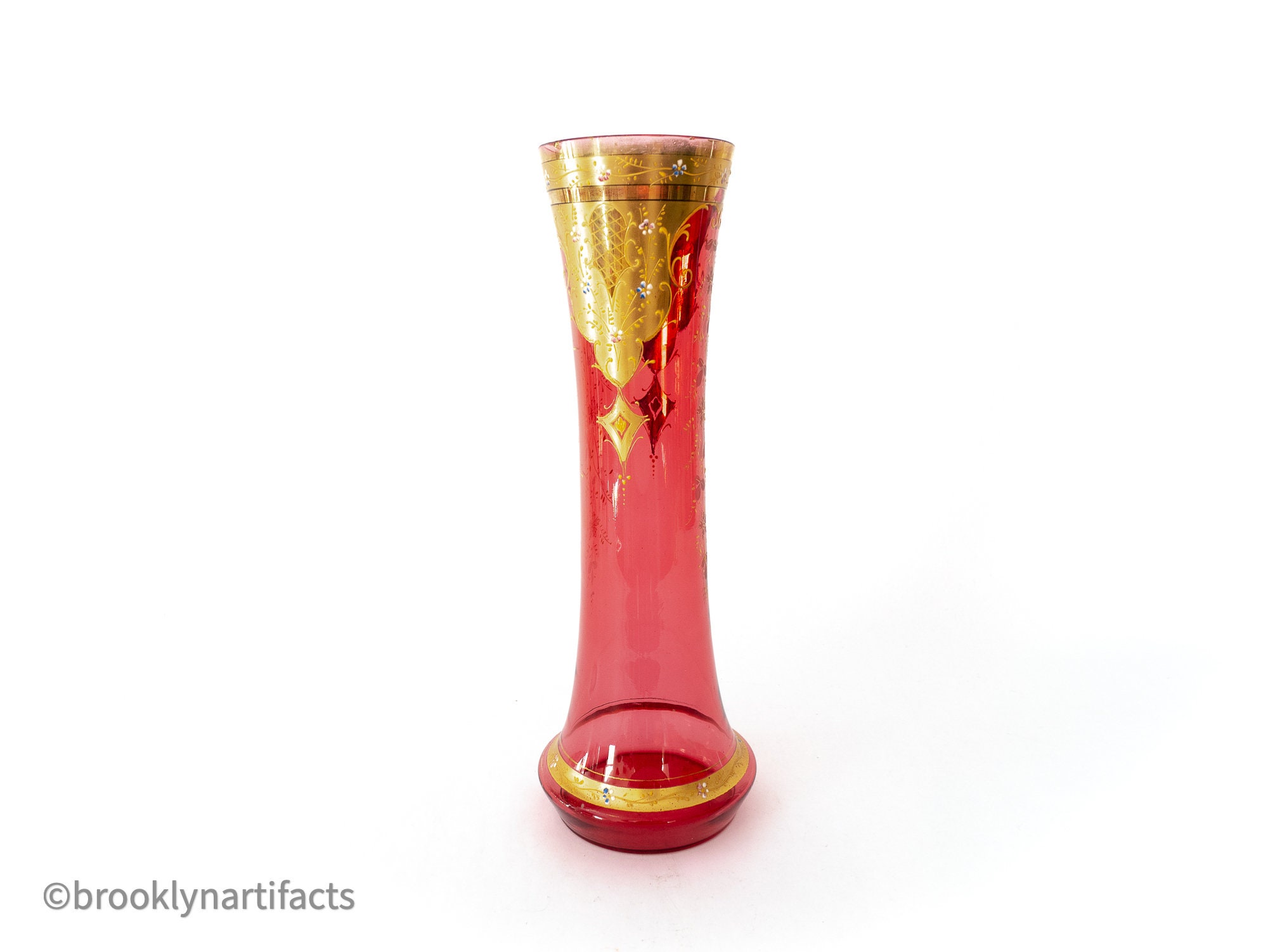 Gran rubí boho vintage y jarrón con patas de oro - Etsy España