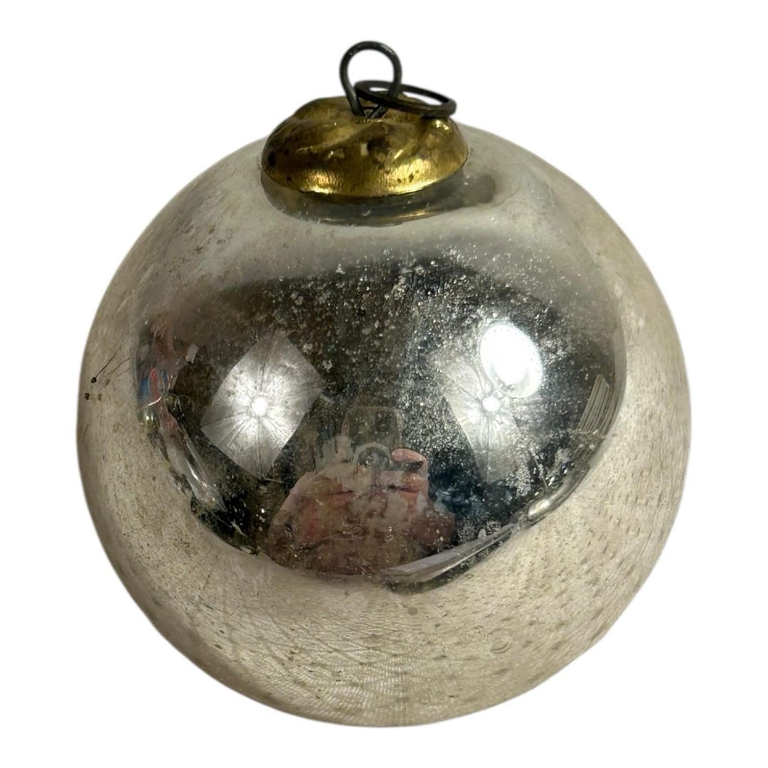 Antique German Kugel Glass Small Silver Christmas Ornament - Etsy