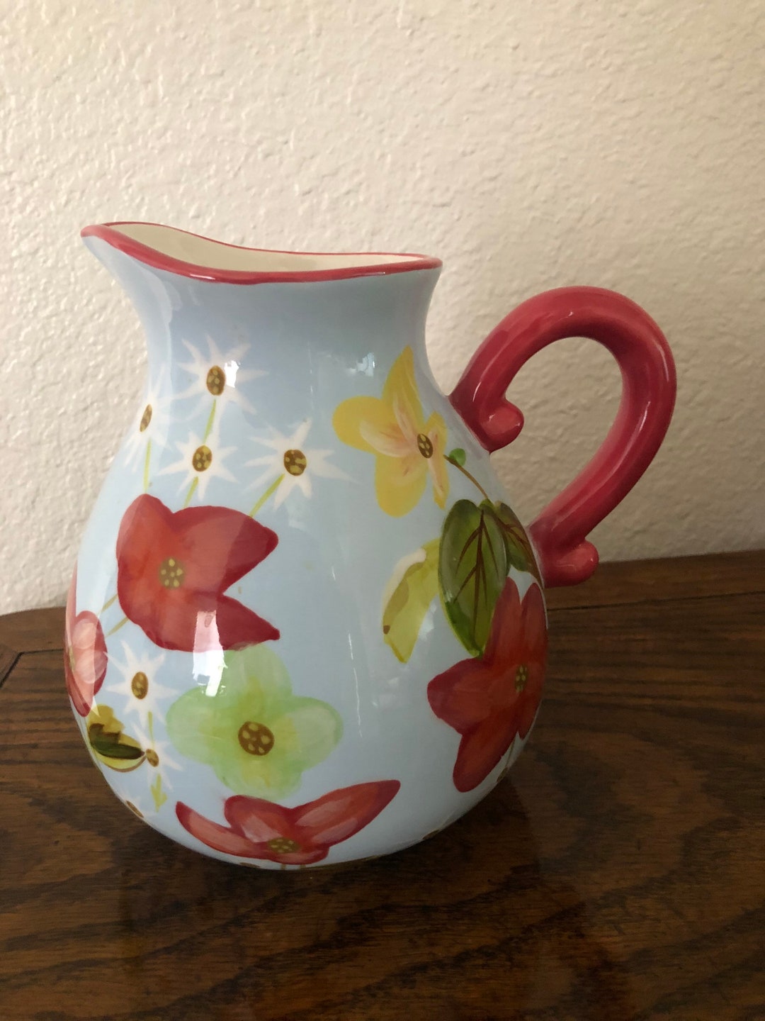 Collectible Harry & David Floral Ceramic Pitcher Beautifull - Etsy
