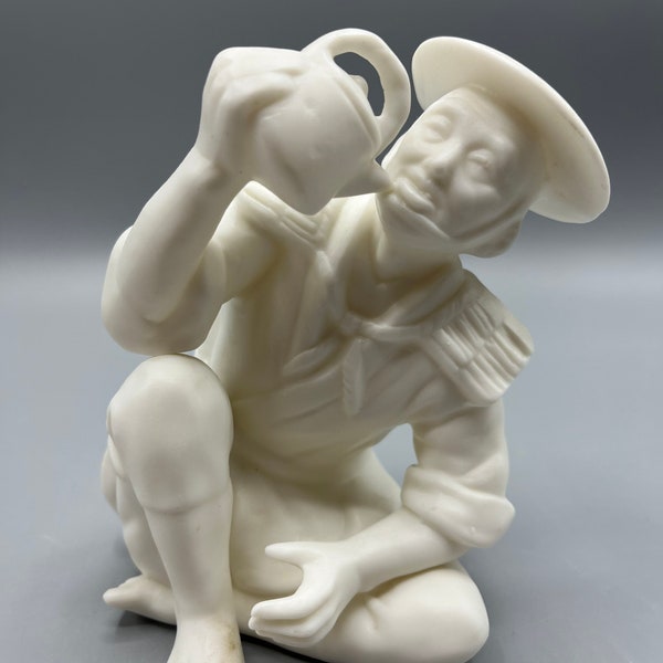 White Porcelain Asian Man Figurine - Etsy