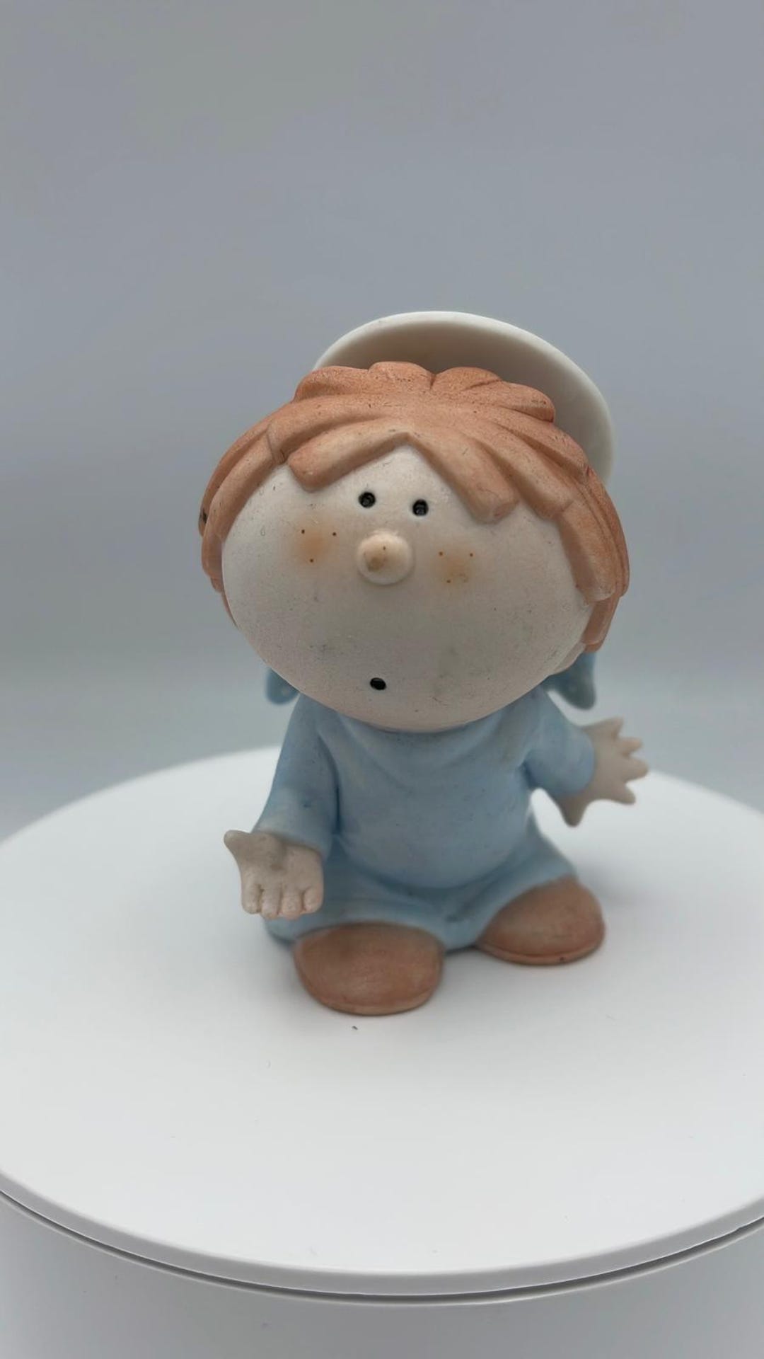 Vintage Bumpkins Porcelain Figurine, Child Angel With Blue Polka Dot ...