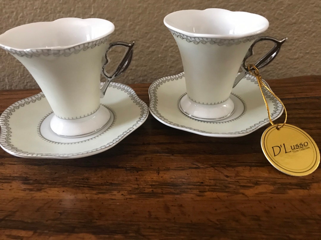D’lusso Home Collection Demitasse Tea Cup Saucer Set (2)(a,ch) - Etsy