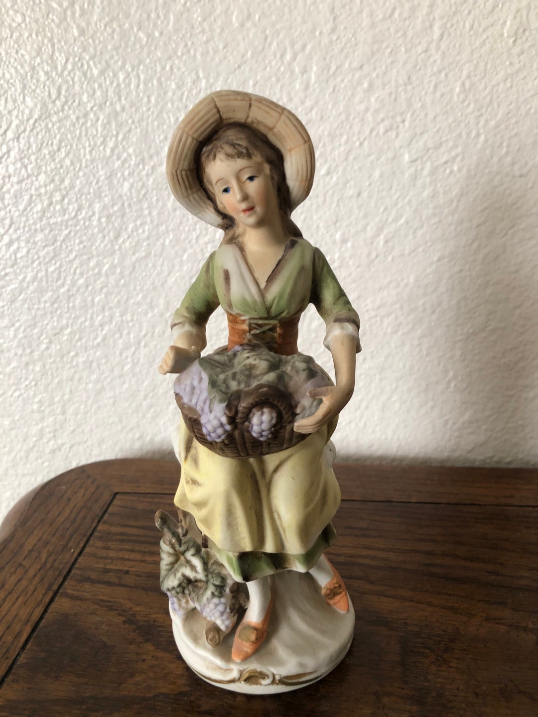 Homco Porcelain Young Woman With Grape Basket Figure - Etsy