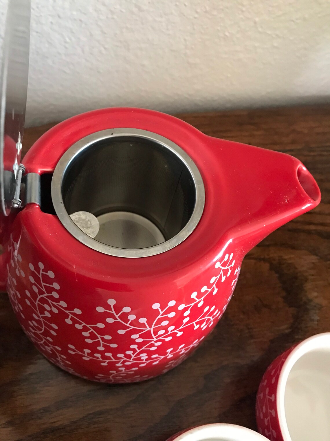 Vtg Red Square Teapot With Berry Print by Davidstea / With 2 - Etsy UK