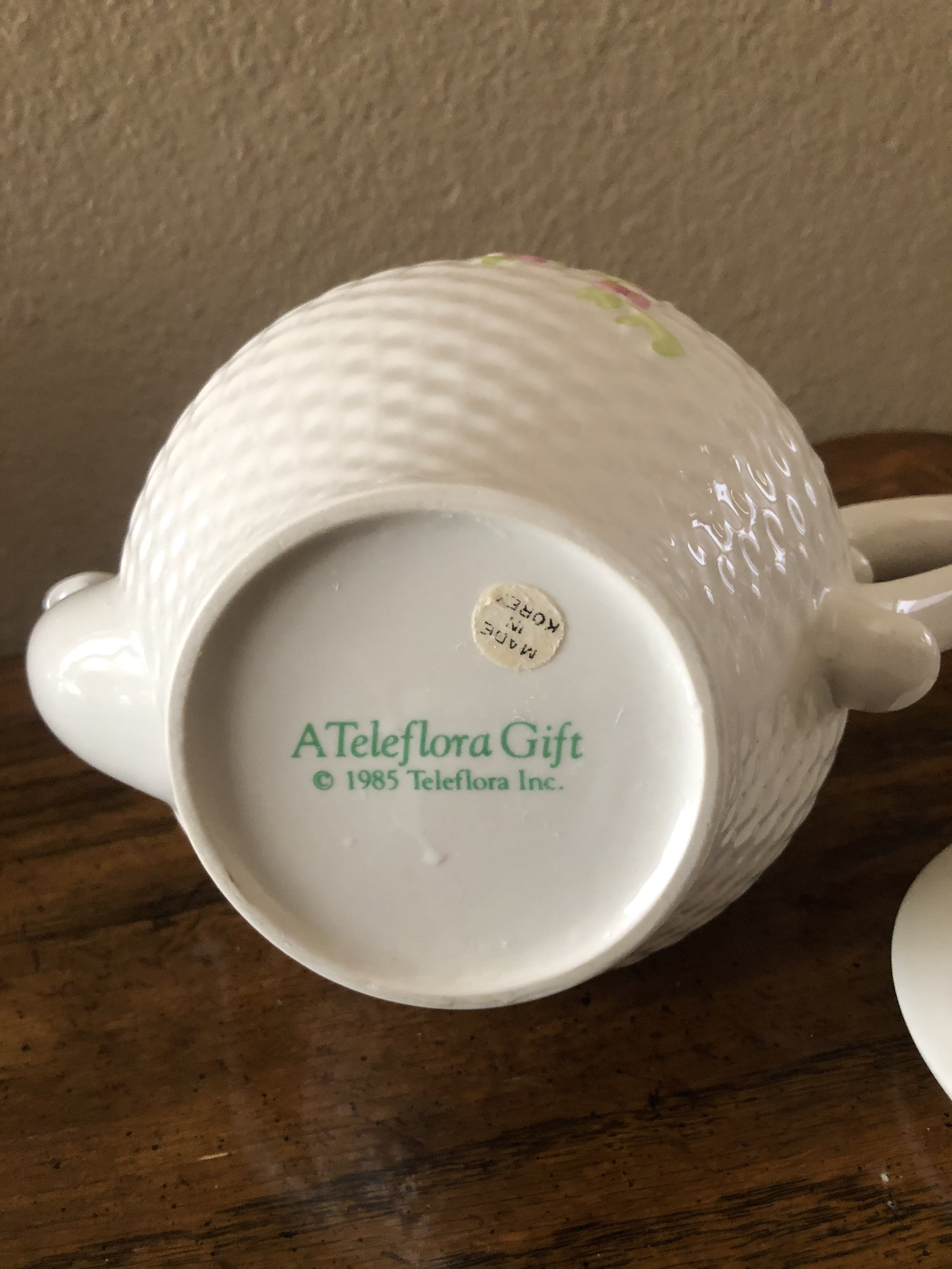 Vintage Teleflora Ceramic Teapot, Pink Flower Basket Weave Design - Etsy