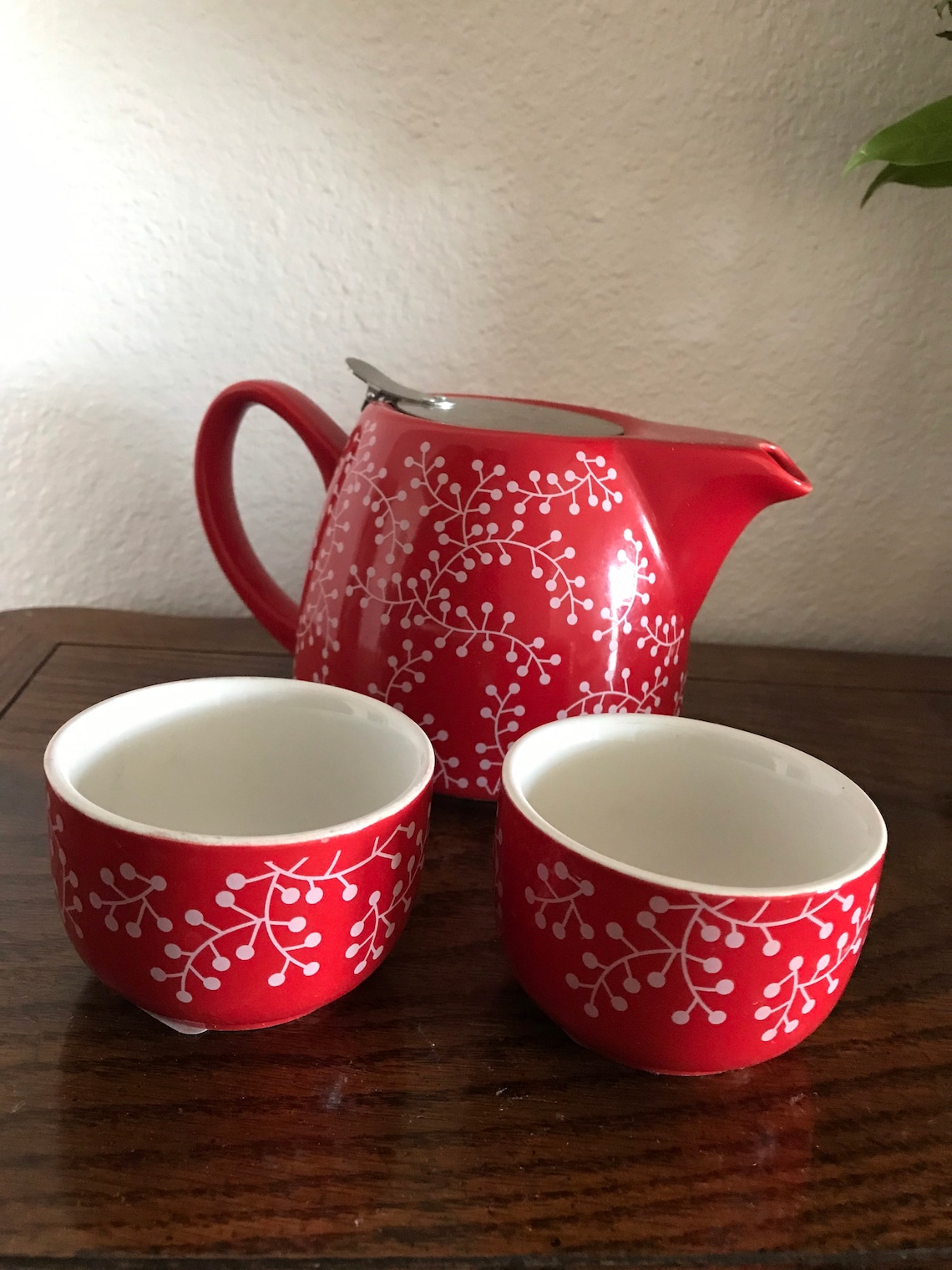 Vtg Red Square Teapot With Berry Print by Davidstea / With 2 - Etsy
