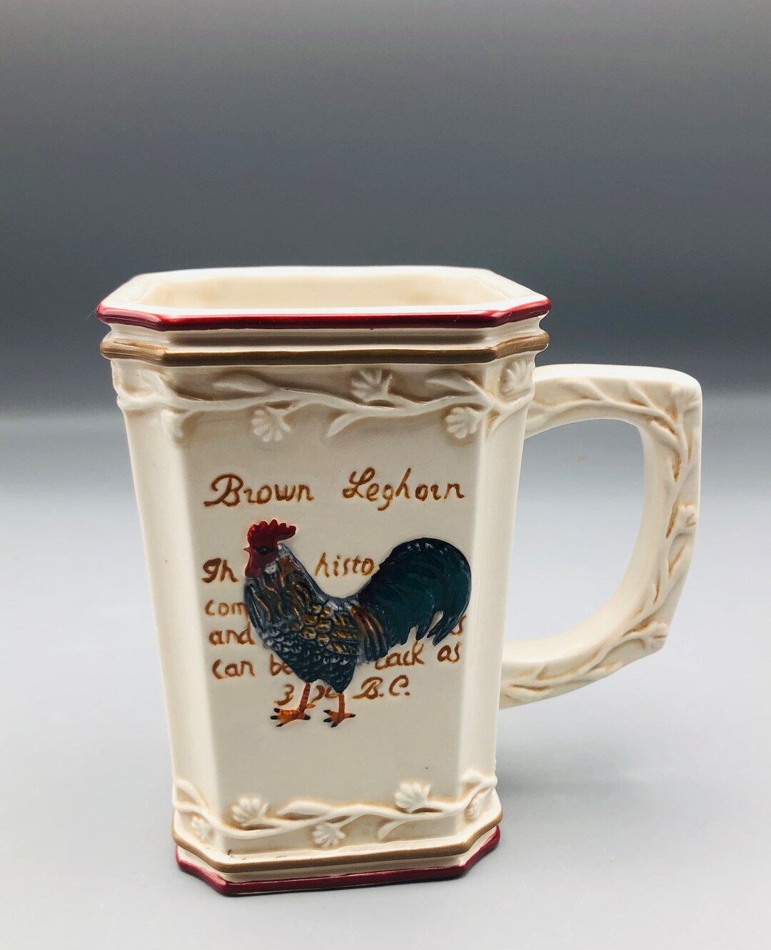 MWW Market Brown Leghorn Chicken Rooster Square Mug Cuckoo Marar ...