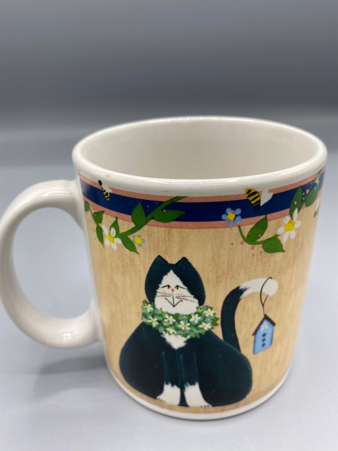 Sakura Fiddlestix Garden Cats 3.75” Tall Black Cat Stoneware Coffee - Etsy