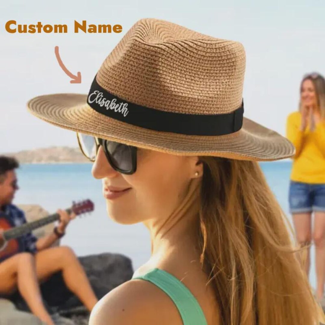 Personalized Straw Fedora Hat – Custom Name Beach Hat Gift for ...