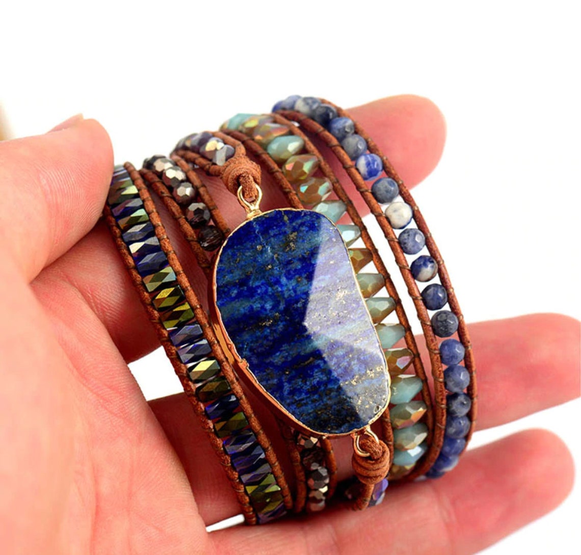 Natural Stone Beaded Tila Lapis Lazuli Sodalite Geode Druzy - Etsy