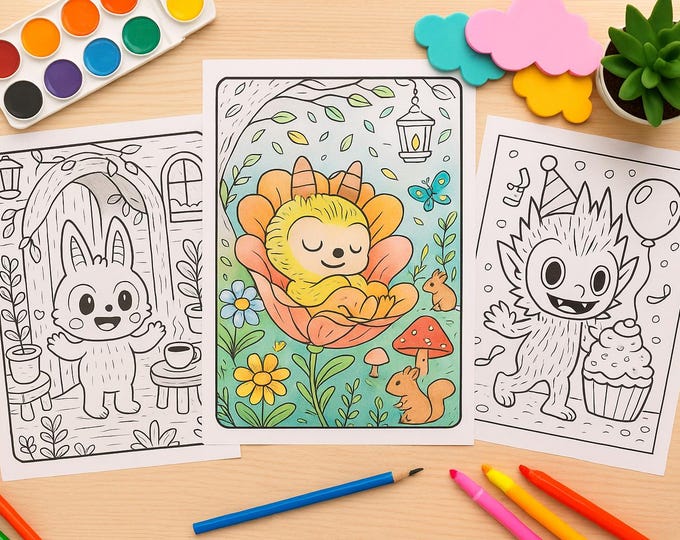 Labubu Coloring Book – Printable Digital Download | Cute Popmart ...