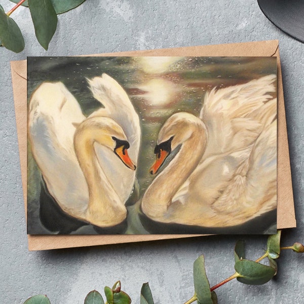 Swan Greeting Card - Etsy