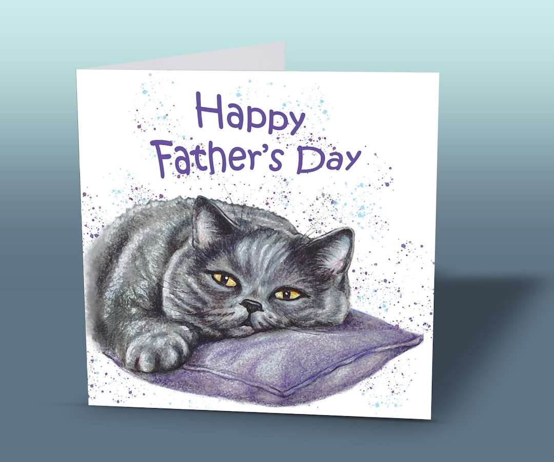 Fathers Day Card Cat | Happy Fathers Day Card | Fathers Day Card From A ...