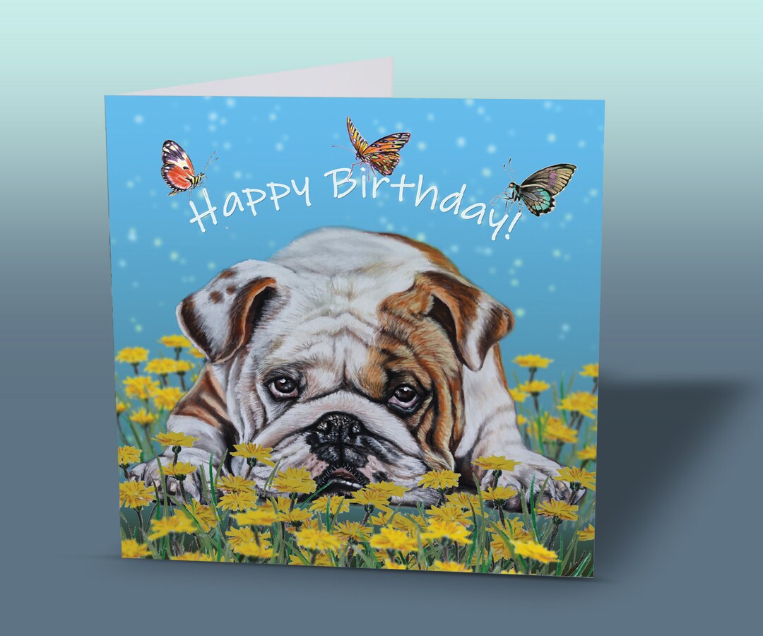 English Bulldog Birthday Card - Bulldog Card - English Bulldog Card ...