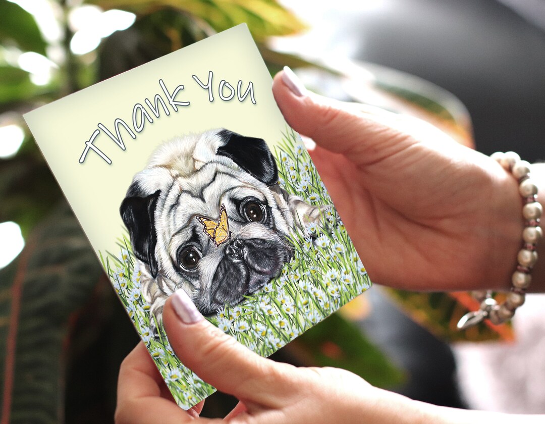 Thank You Cards | Pug Thank You Card | Pug Card | Thank You Card Dog ...