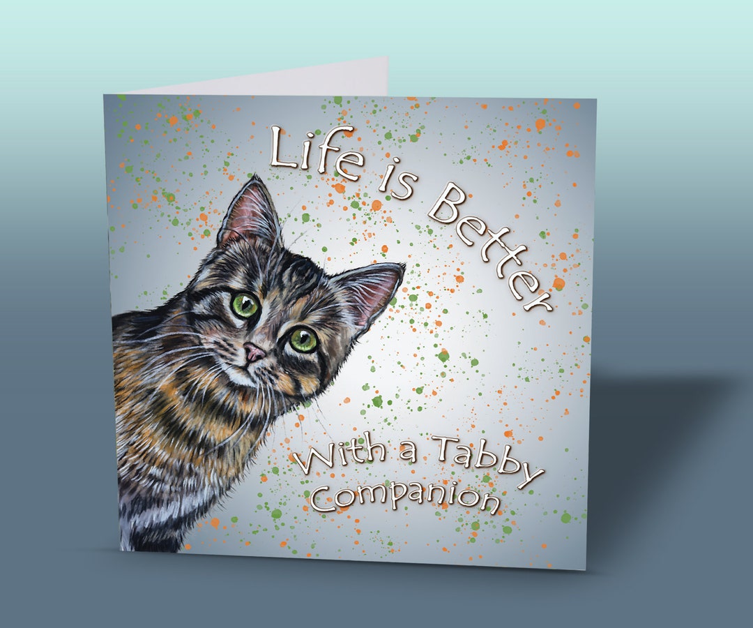 Tabby Cat Greeting Card | Cute Cat Card | Cat Birthday Card | Card With ...