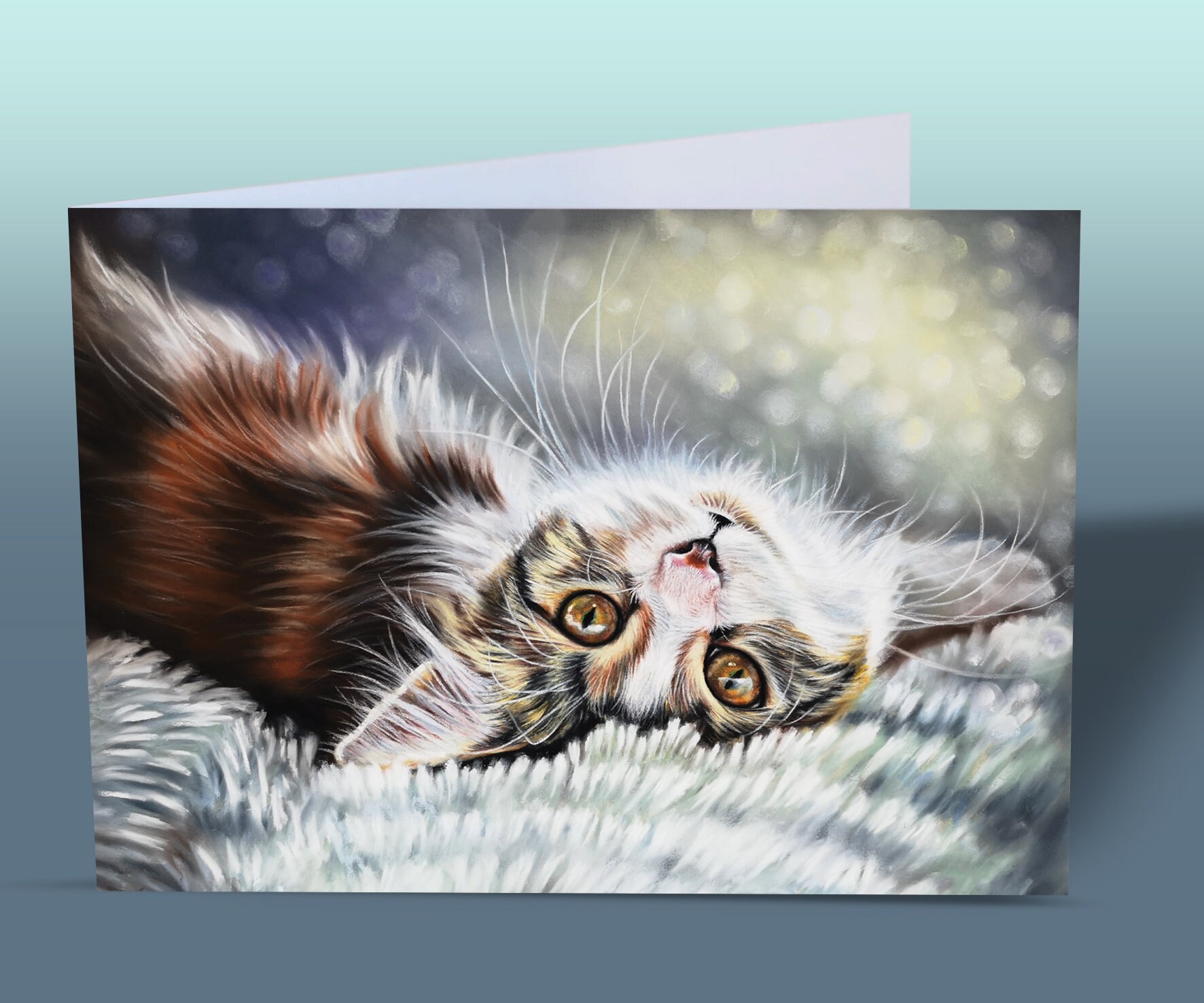 Tortoiseshell Cat Greeting Card Cat Card Card With Cat on Tortoiseshell ...