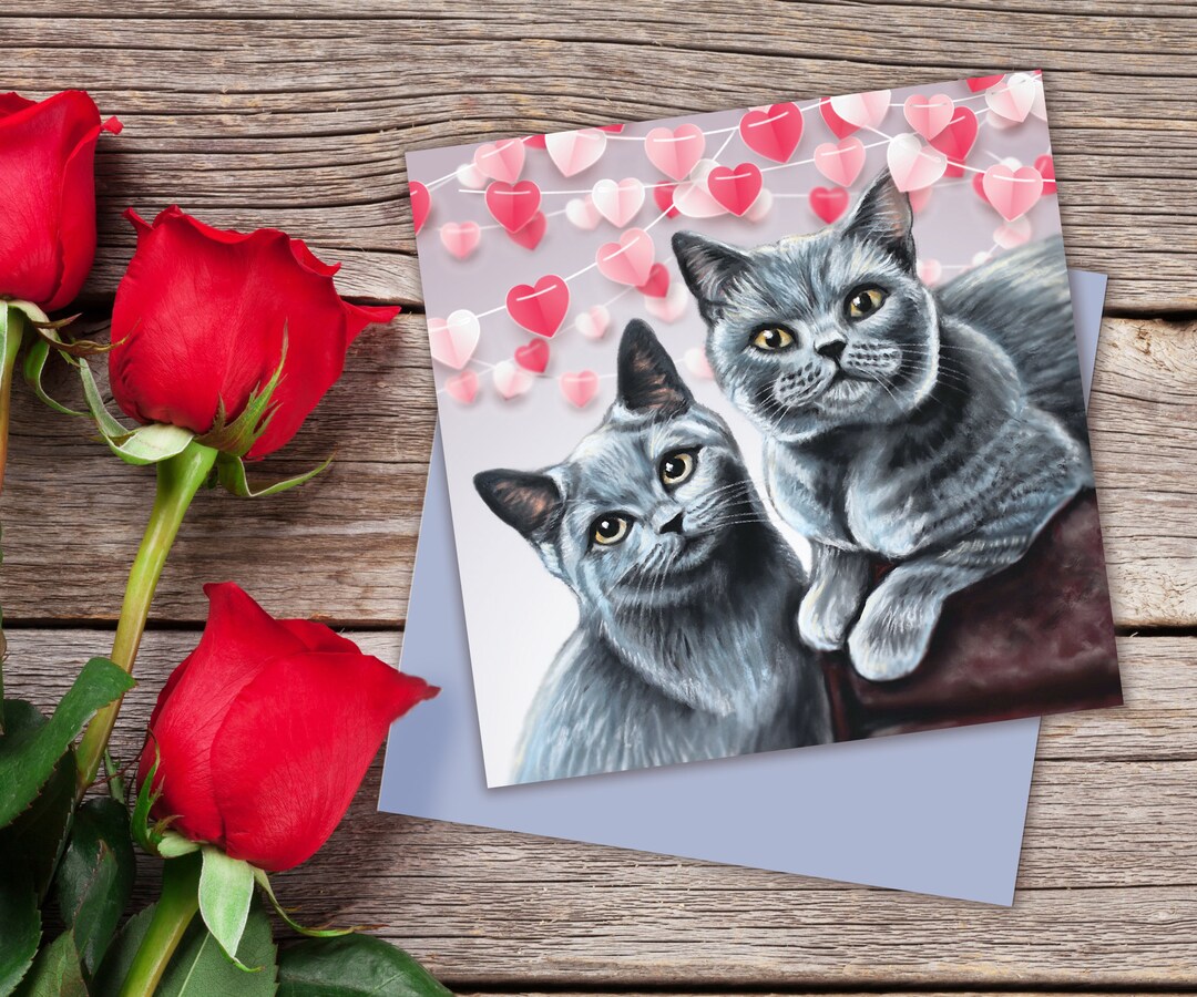Cats Valentines Day Card British Shorthair Cats Valentines Card ...