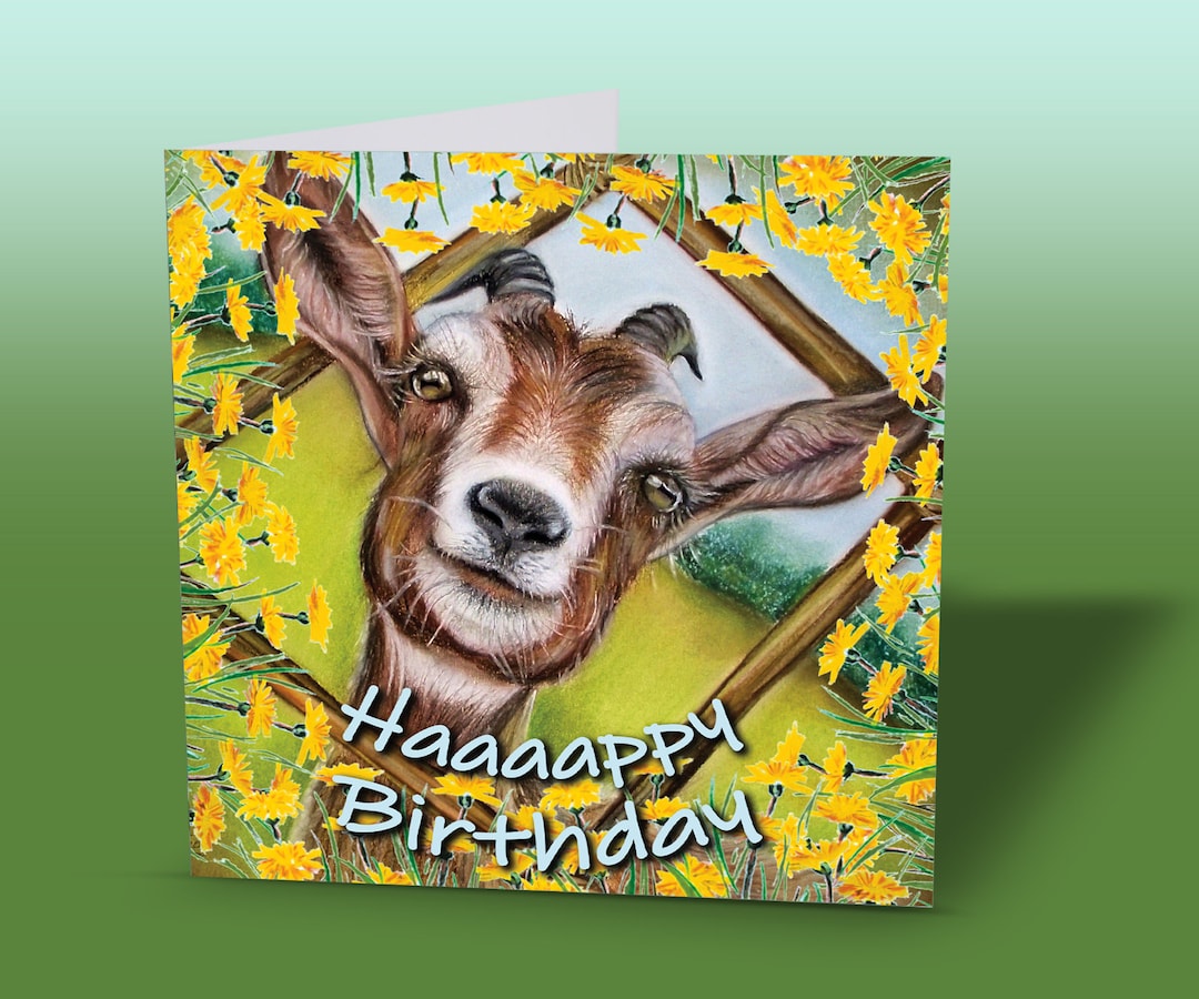 Goat Birthday Card | Goat Card | Goat Gifts | Card With a Goat | Cute ...